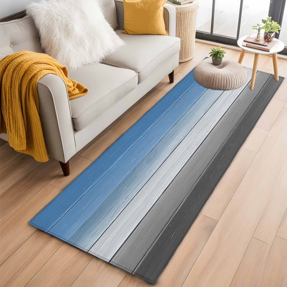 Area Rug 2x6ft Farmhouse Gradient Wood Board Area Rugs Washable Low ...
