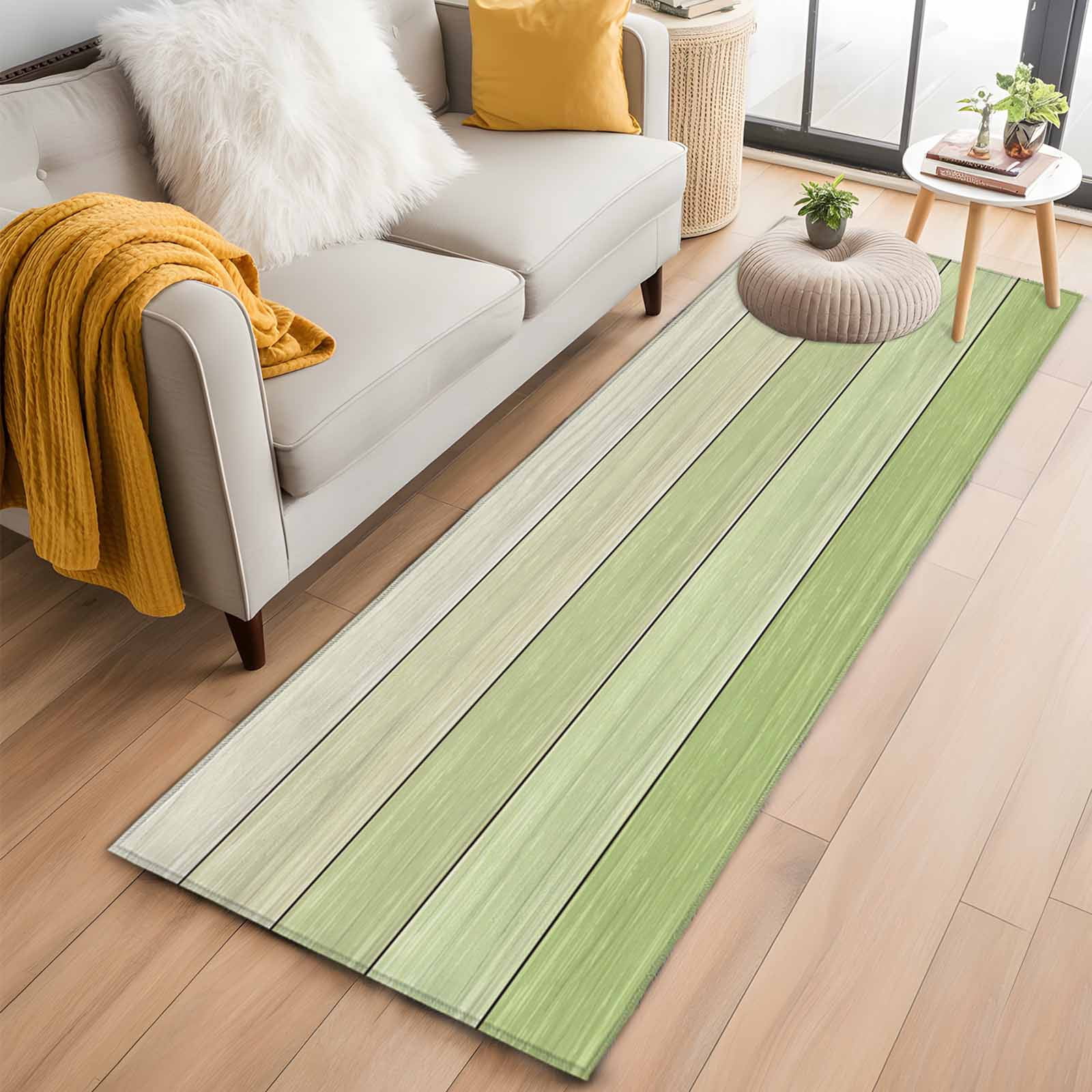 Area Rug 2x6ft Farmhouse Sage Green Wood Board Area Rugs Washable Low ...