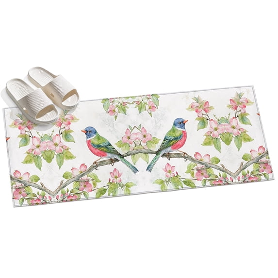 Area Rug 2x6ft Floral Bird Area Rugs for Kitchen Runner Rug Green ...
