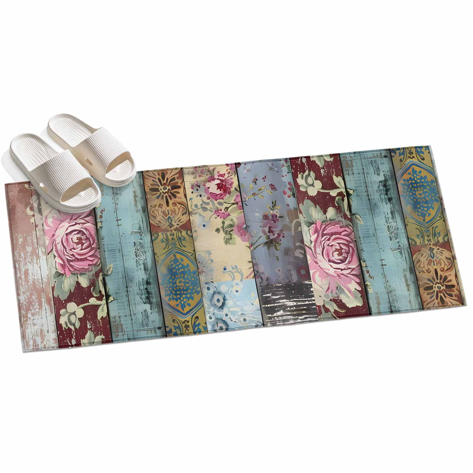 Area Rug 2x6ft Floral Texture Area Rugs for Kitchen Runner Rug Rustic ...