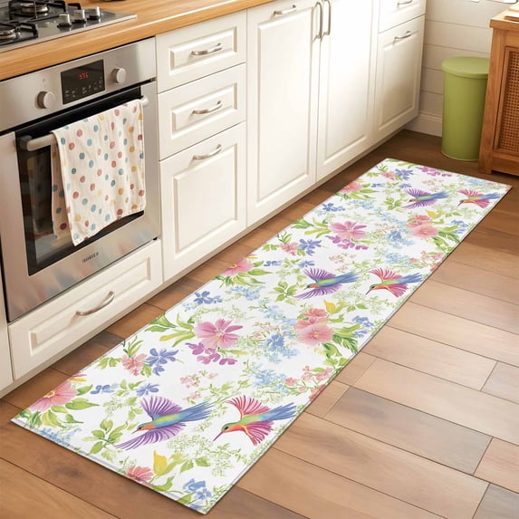 Area Rug 2x6ft Flower Bird Washable Area Rugs for Living Room Spring ...