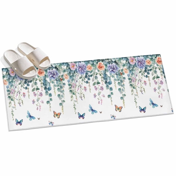 Area Rug 2x6ft Flower Butterfly Area Rugs for Kitchen Runner Rug ...