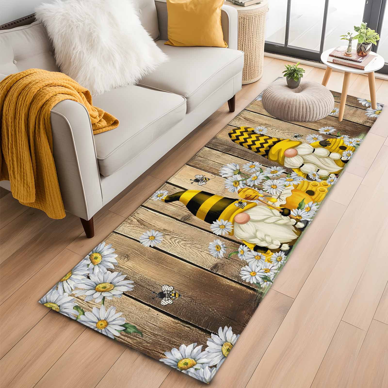 Area Rug 2x6ft Gnome Honey Bee Carpets Indoor Floor Area Mat Washable ...