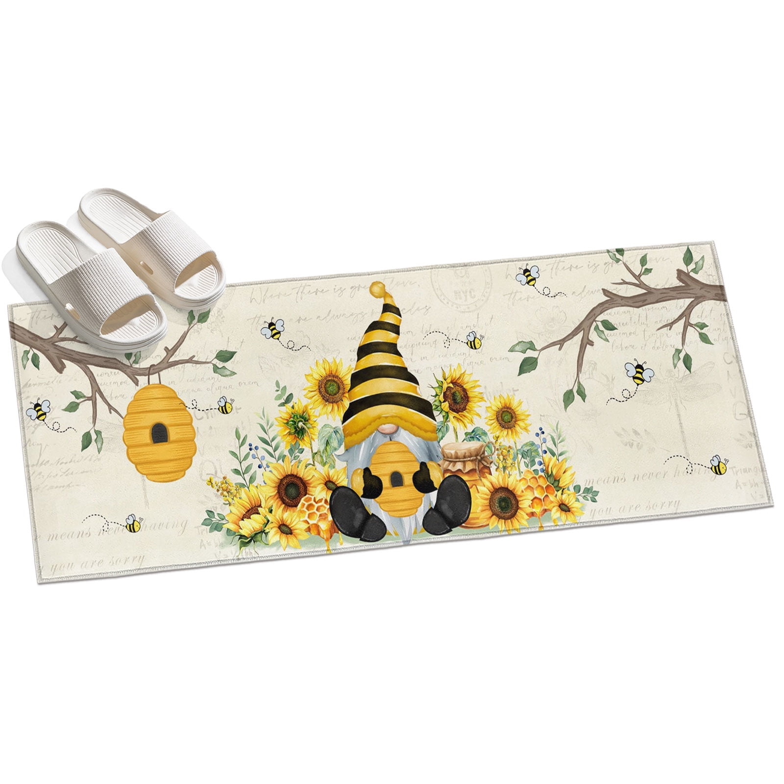 Area Rug 2x6ft Gnome Sunflower Leaves Area Rugs for Kitchen Runner Rug ...