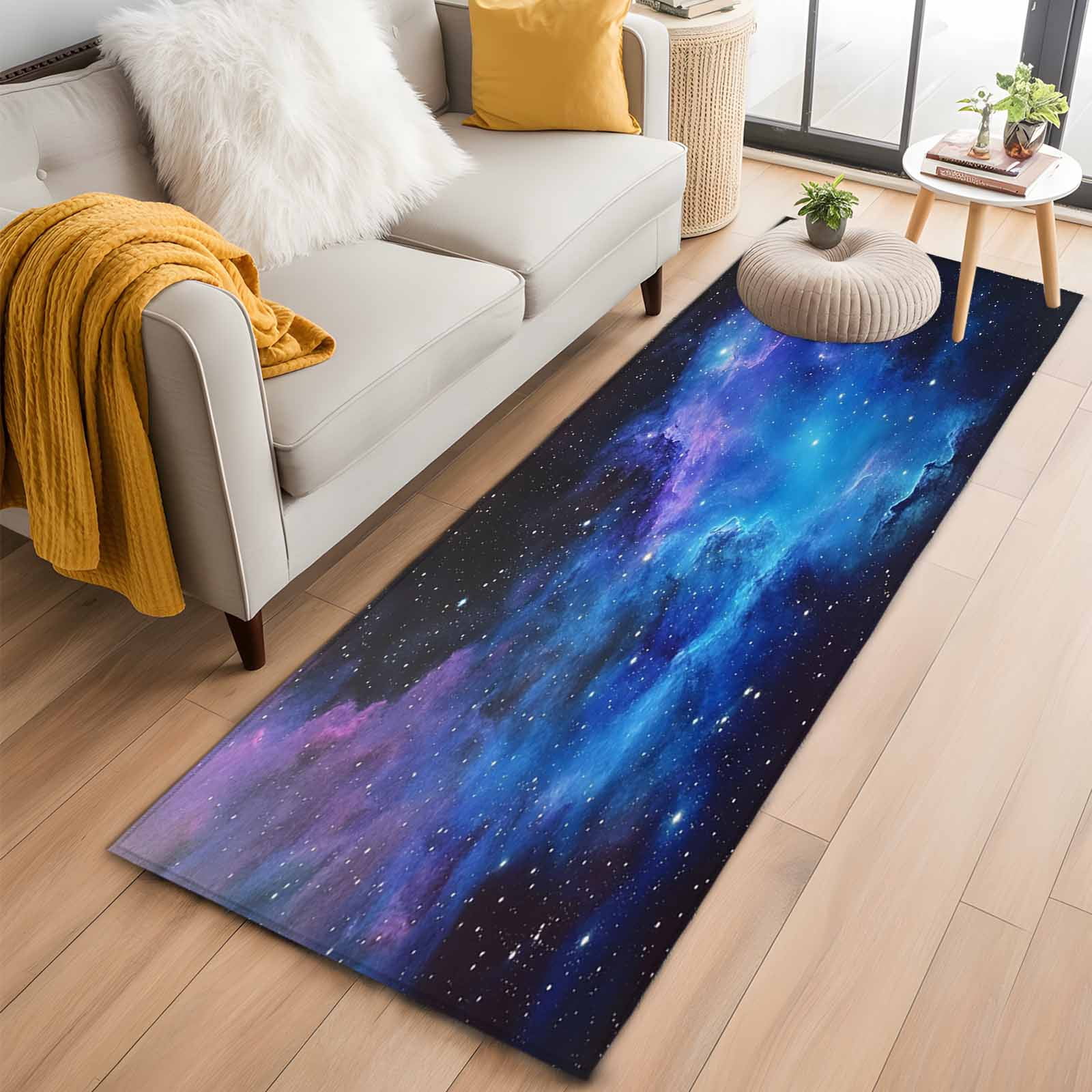 Area Rug 2x6ft Gradient Purple Night Sky Area Rugs Washable Low Pile ...