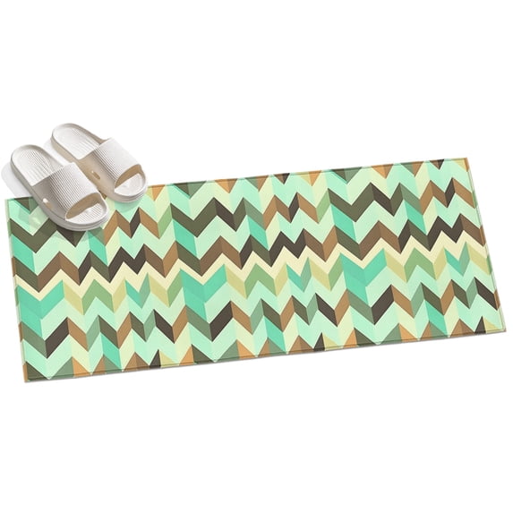Area Rug 2x6ft Green Brown Wave Area Rugs for Kitchen Runner Rug ...