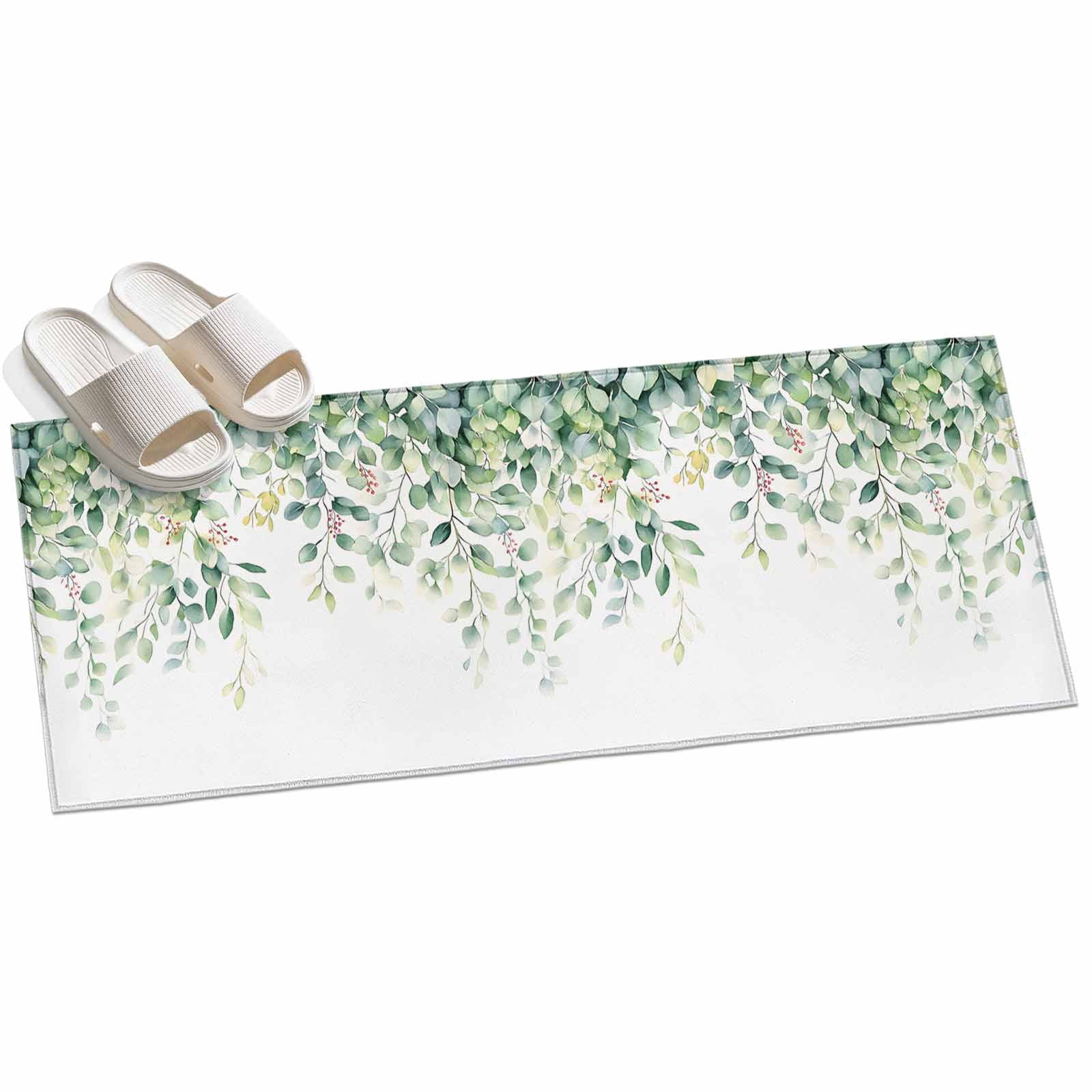 Area Rug 2x6ft Green Eucalyptus Leaf Area Rugs for Kitchen Runner Rug ...