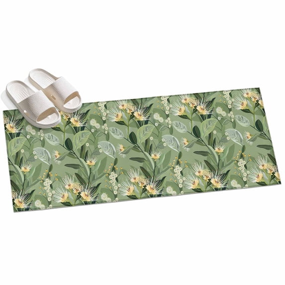 Area Rug 2x6ft Green Floral Area Rugs for Kitchen Runner Rug Leaves ...