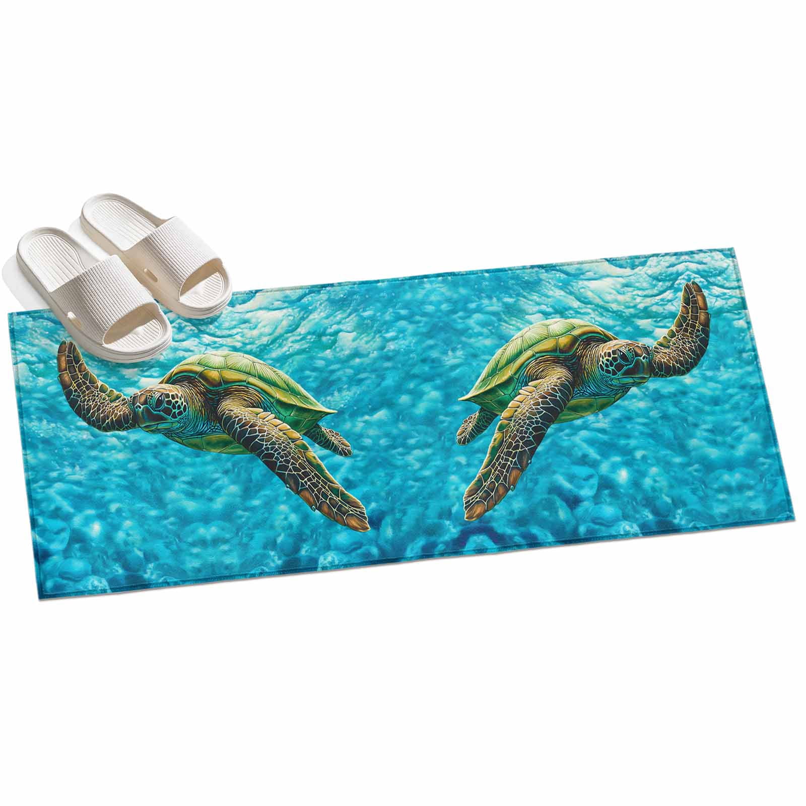Area Rug 2x6ft Green Turtle Area Rugs for Kitchen Runner Rug Blue Ocean ...