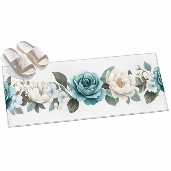 Area Rug 2x6ft Green White Flowers Area Rugs for Kitchen Runner Rug ...