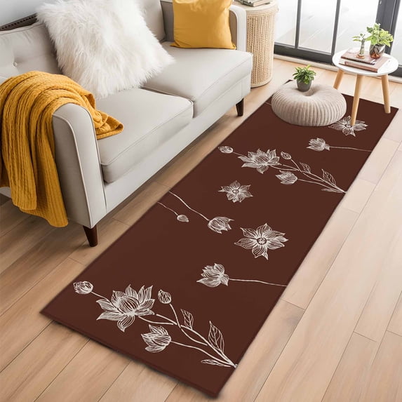Area Rug 2x6ft Lotus Flowers Carpets Indoor Floor Area Mat Washable ...