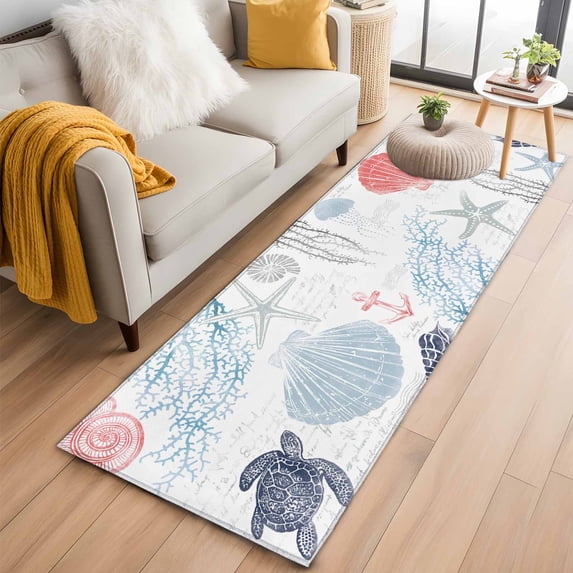 Area Rug 2x6ft Marine Life Carpets Indoor Floor Area Mat Washable ...