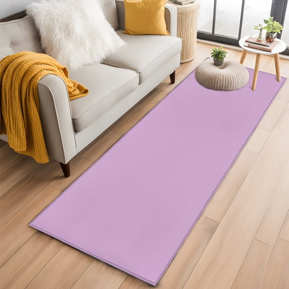 Area Rug 2x6ft Minimalist Solid Color Lilac Area Rugs Washable Low Pile ...