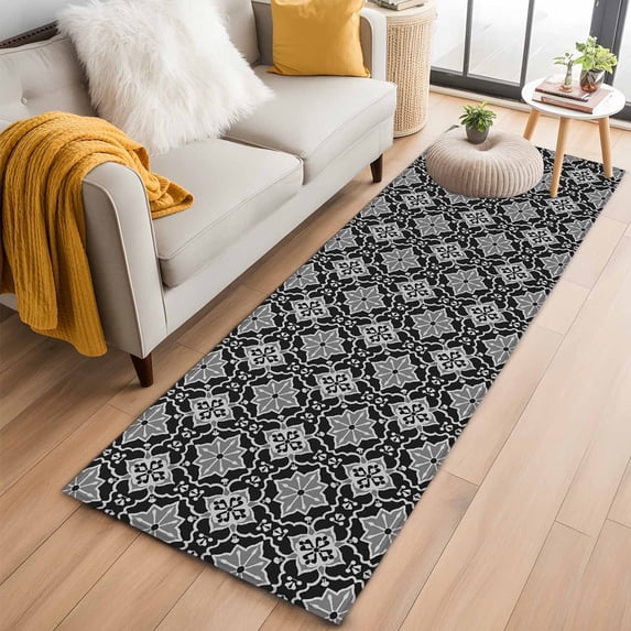 Area Rug 2x6ft Moroccan Classical Rhombus Pattern Area Rugs Washable ...