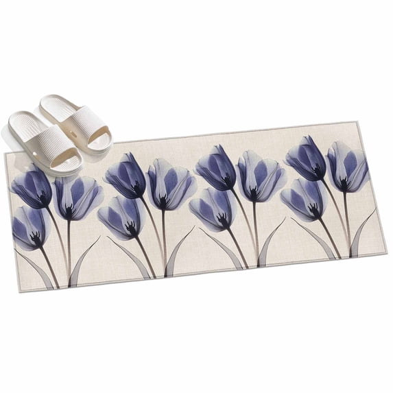 Area Rug 2x6ft Navy Blue Tulip Area Rugs for Kitchen Runner Rug Retro ...