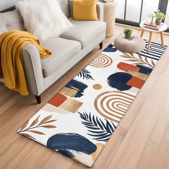 Area Rug 2x6ft Nordic Abstract Leaves Arch Sun Area Rugs Washable Low ...