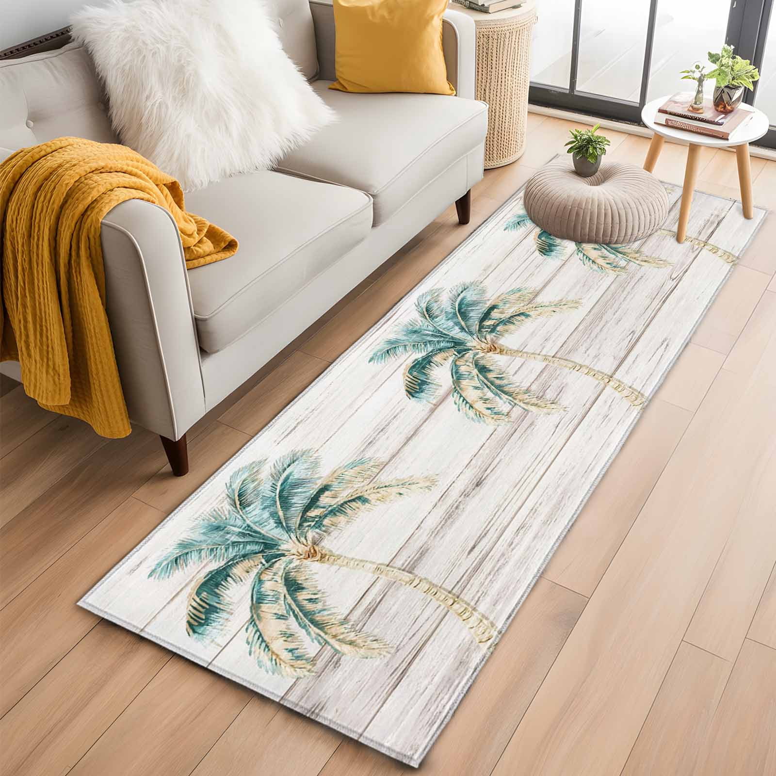 Area Rug 2x6ft Ocean Beach Coconut Tree Area Rugs Washable Low Pile ...