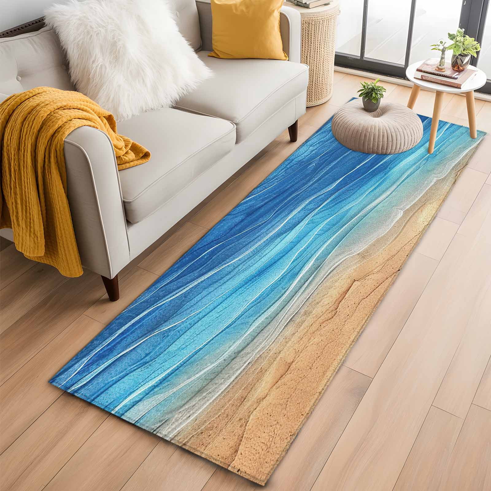 Area Rug 2x6ft Ocean Wave Carpets Indoor Floor Area Mat Washable ...