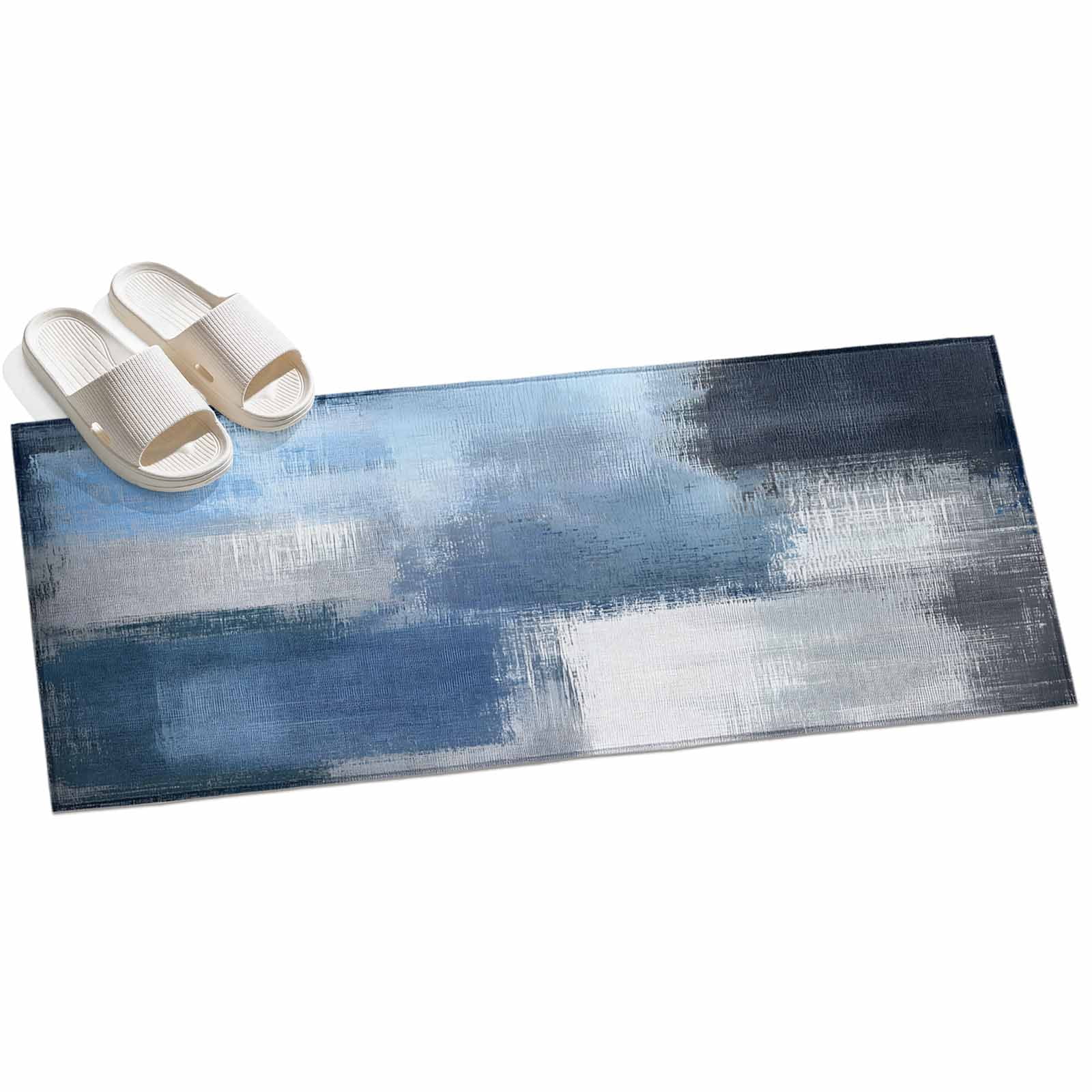 Area Rug 2x6ft Ombre Black Blue Painting Area Rugs for Kitchen Runner ...