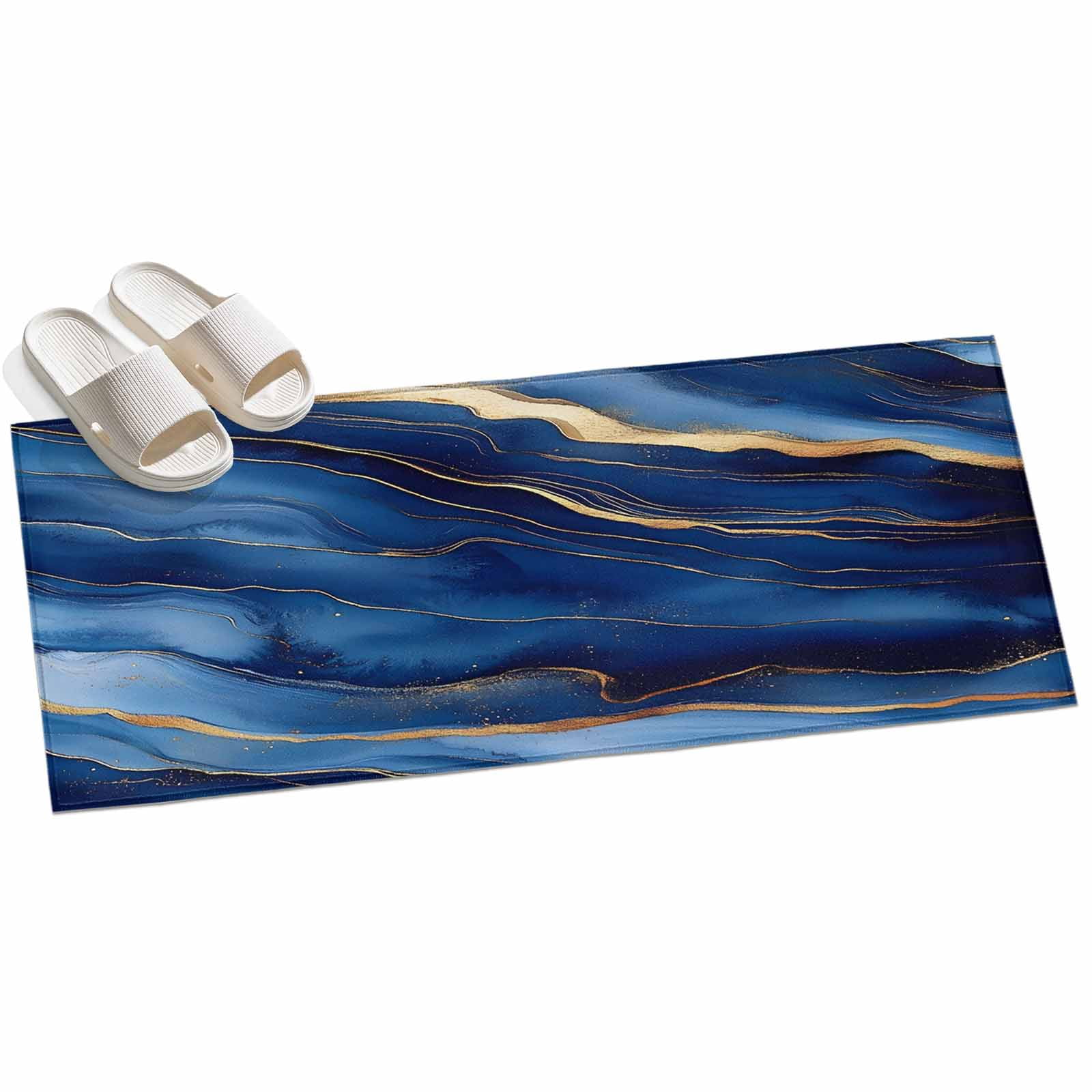 Area Rug 2x6ft Ombre Blue Marble Area Rugs for Kitchen Runner Rug ...