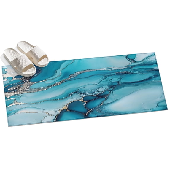 Area Rug 2x6ft Ombre Blue Teal Gray Marble Texture Area Rugs for ...
