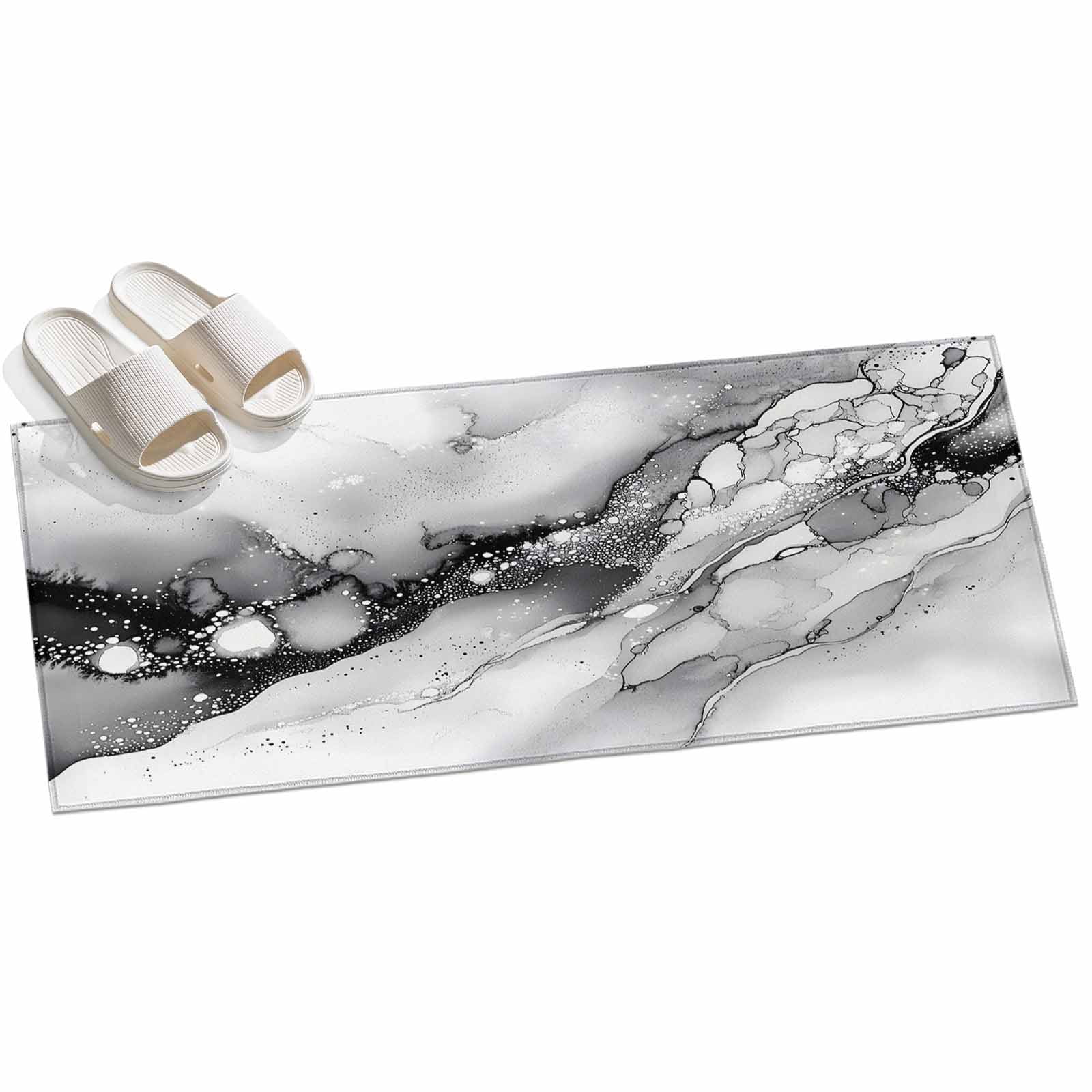 Area Rug 2x6ft Ombre Gray Marble Texture Area Rugs for Kitchen Runner ...