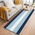 Area Rug 2x6ft Ombre Navy Blue Light Blue Linen Area Rugs Washable Low ...