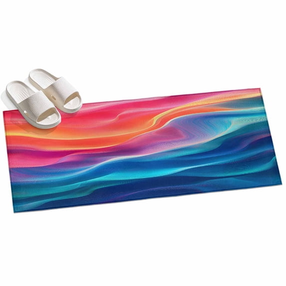 Area Rug 2x6ft Ombre Purple Blue Wave Area Rugs for Kitchen Runner Rug ...