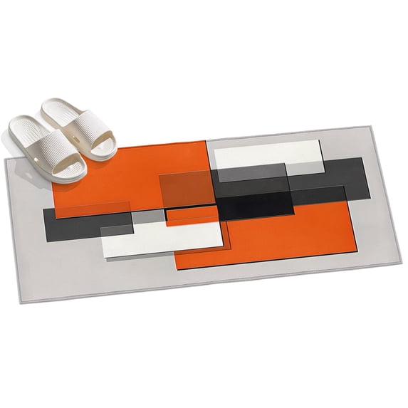 Area Rug 2x6ft Orange Gray White Texture Area Rugs for Kitchen Runner ...
