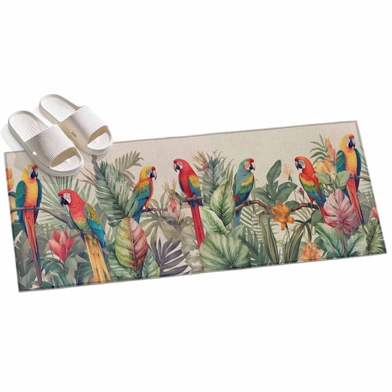 Area Rug 2x6ft Parrot Birds Branch Leaves Area Rugs for Kitchen Runner ...