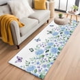 Area Rug 2x6ft Pastoral Blue Hydrangea Green Leaf Area Rugs Washable ...
