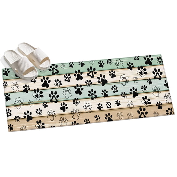 Area Rug 2x6ft Paw Print Area Rugs for Kitchen Runner Rug Animal Teal ...
