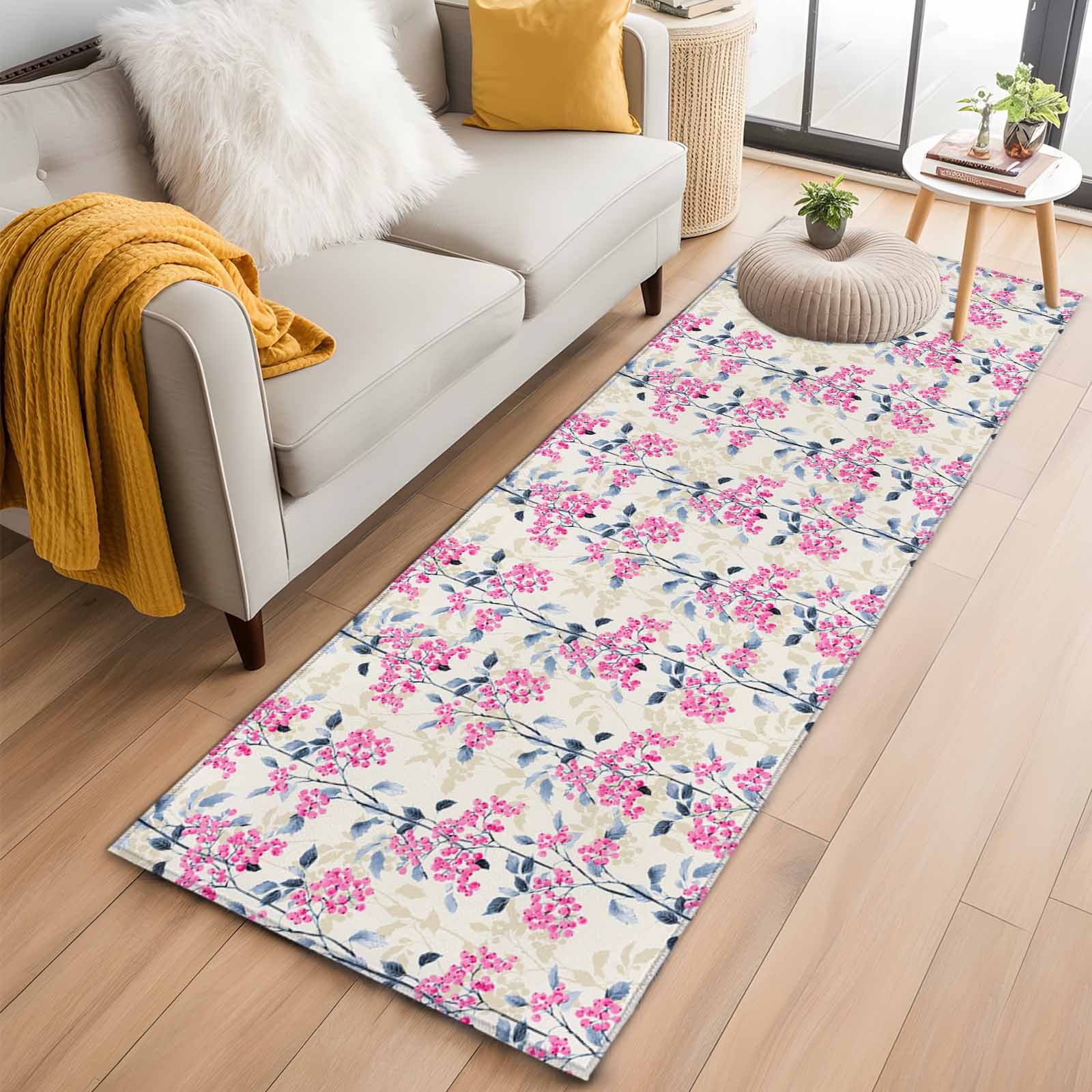 Area Rug 2x6ft Pink Berry Fruit Carpets Indoor Floor Area Mat Washable ...
