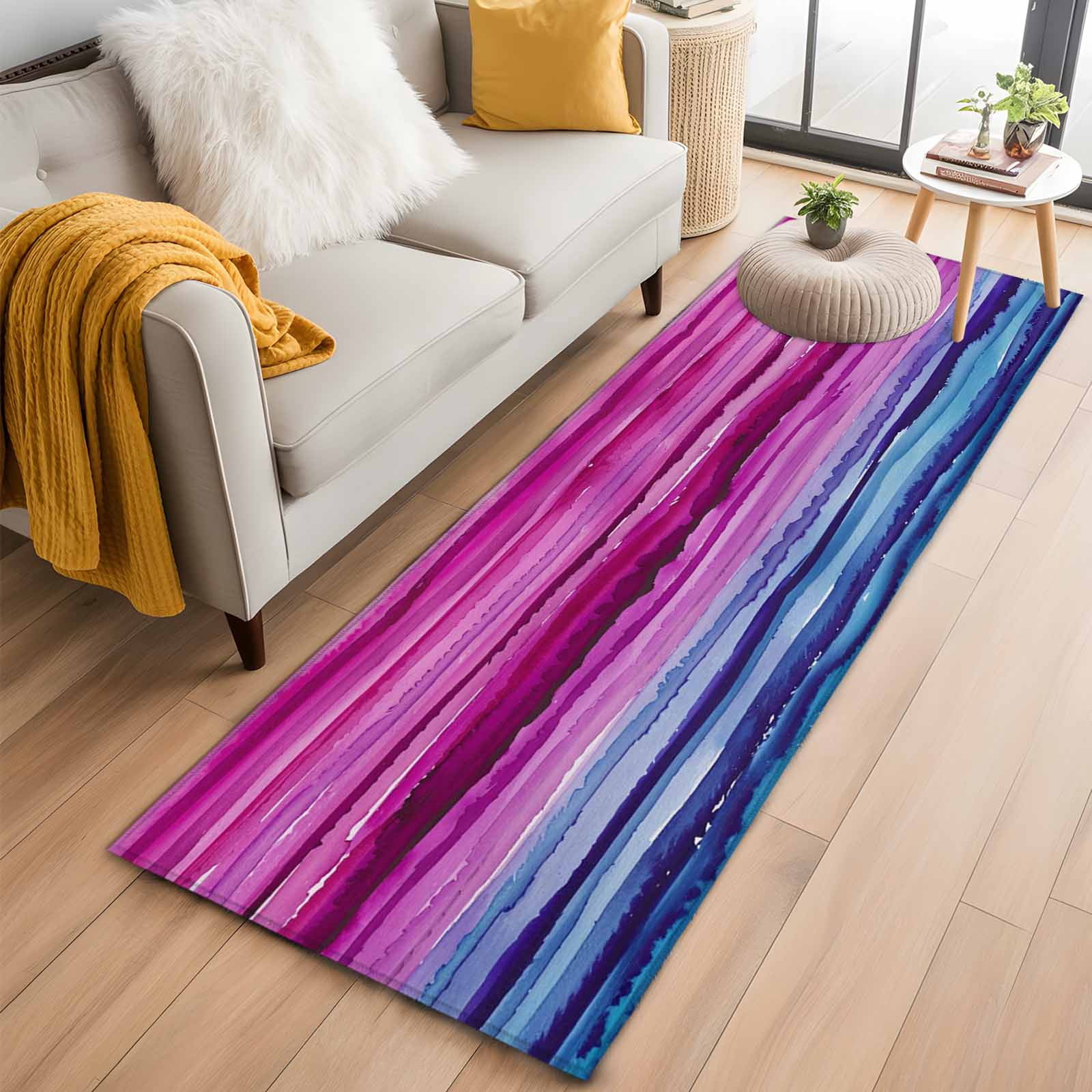 Area Rug 2x6ft Pink Blue Purple Mount Carpets Indoor Floor Area Mat ...