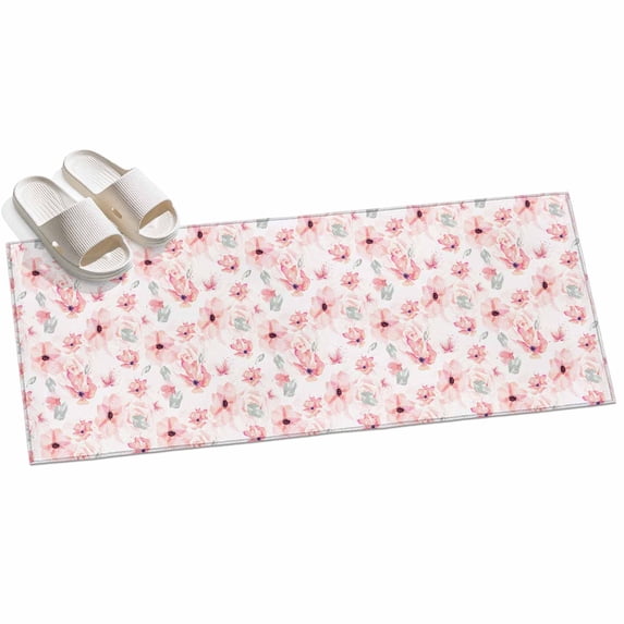 Area Rug 2x6ft Pink Flower Floral Area Rugs for Kitchen Runner Rug ...