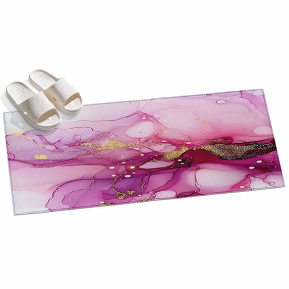 Area Rug 2x6ft Pink Marble Area Rugs for Kitchen Runner Rug Golden ...