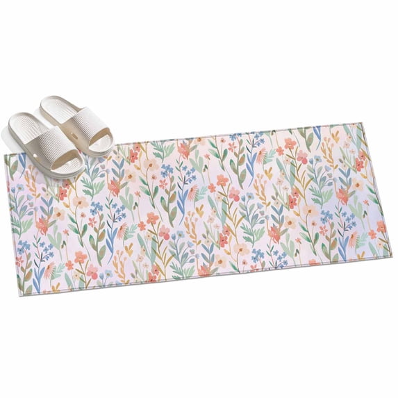 Area Rug 2x6ft Pink Wildflowers Area Rugs for Kitchen Runner Rug Green ...