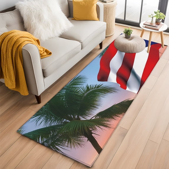 Area Rug 2x6ft Puerto Rico Flag Star Area Rugs Washable Low Pile Floor ...