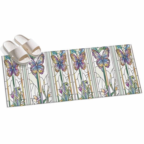 Area Rug 2x6ft Purple Butterfly Area Rugs for Kitchen Runner Rug Green ...