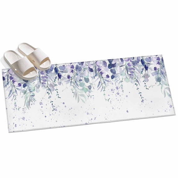 Area Rug 2x6ft Purple Eucalyptus Leaves Area Rugs for Kitchen Runner ...