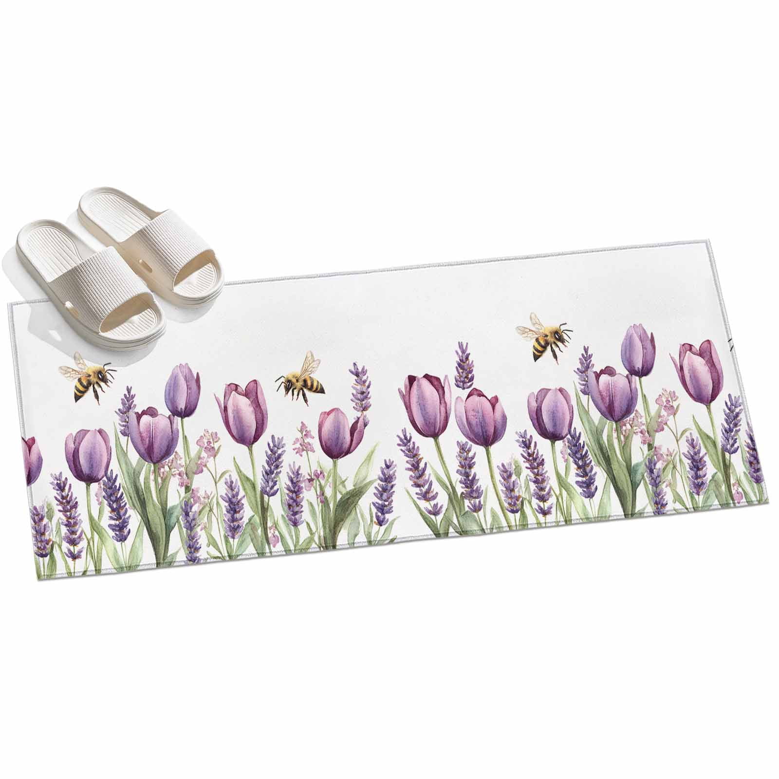 Area Rug 2x6ft Purple Flower Area Rugs for Kitchen Runner Rug Flying ...