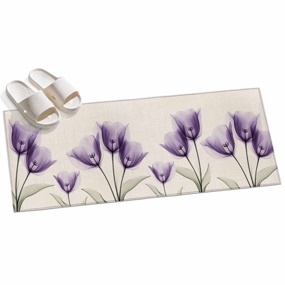 Area Rug 2x6ft Purple Tulip Area Rugs for Kitchen Runner Rug Abstract ...
