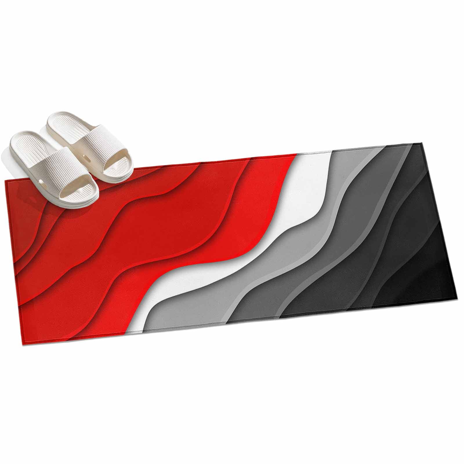 Area Rug 2x6ft Red Black Modern Geometric Area Rugs for Kitchen Runner ...