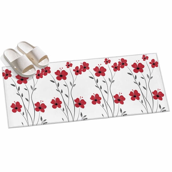 Area Rug 2x6ft Red Floral Leaf Area Rugs for Kitchen Runner Rug Red ...