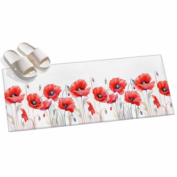Area Rug 2x6ft Red Flowers Floral Area Rugs for Kitchen Runner Rug ...