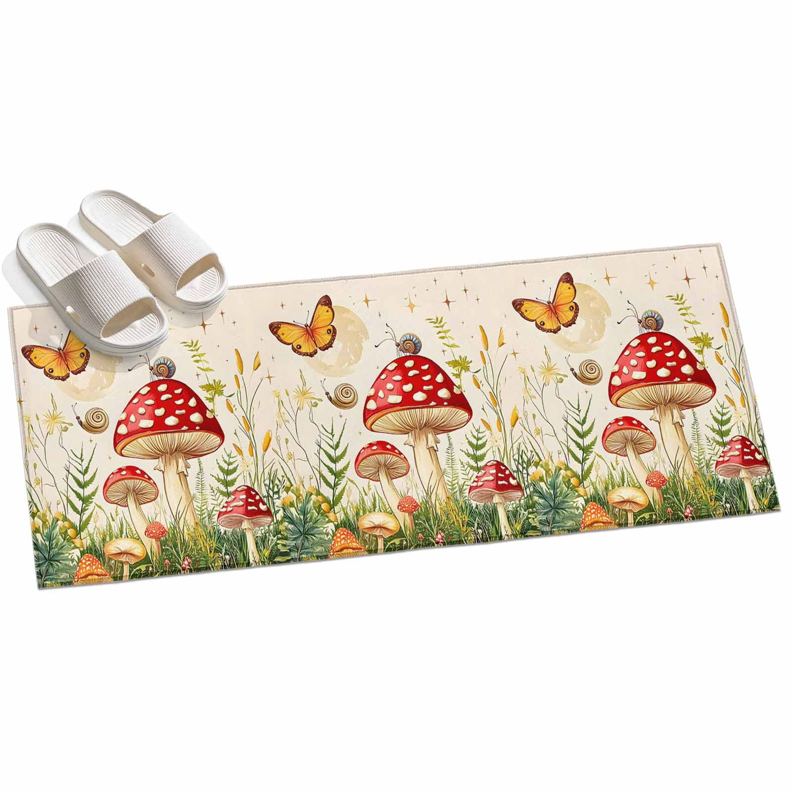Area Rug 2x6ft Red Mushroom Flower Grass Area Rugs for Kitchen Runner ...