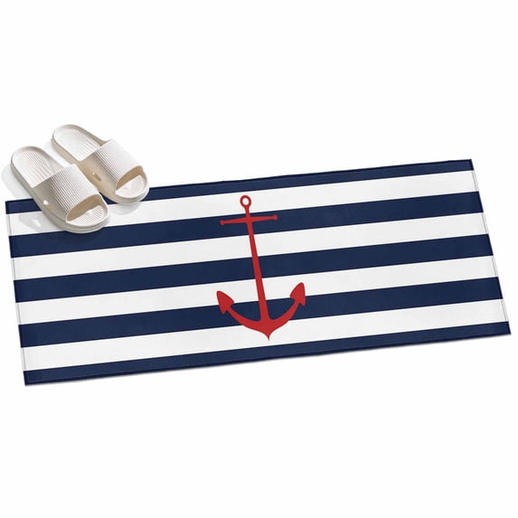 Area Rug 2x6ft Red Nautical Anchor Chain Area Rugs for Kitchen Runner ...
