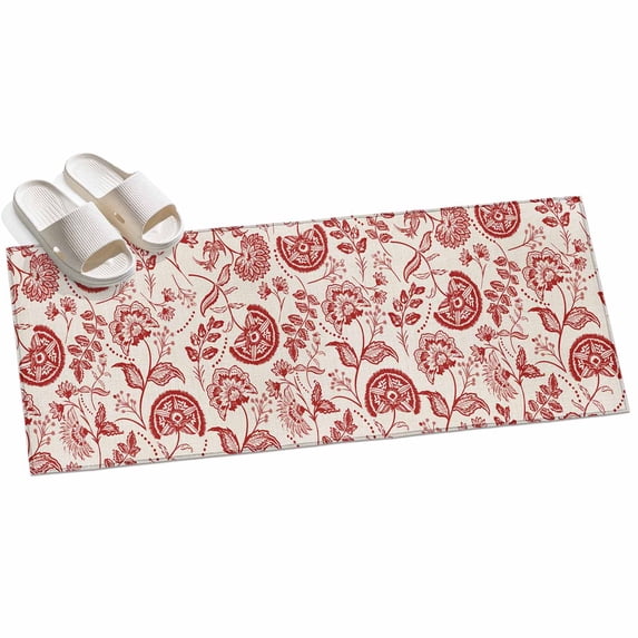 Area Rug 2x6ft Red Pastoral Flowers Area Rugs for Kitchen Runner Rug ...