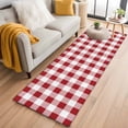 Area Rug 2x6ft Red Pink and White Plaid Area Rugs Washable Low Pile ...