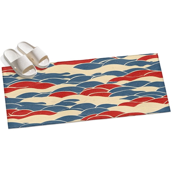 Area Rug 2x6ft Red White Blue Wave Area Rugs for Kitchen Runner Rug ...